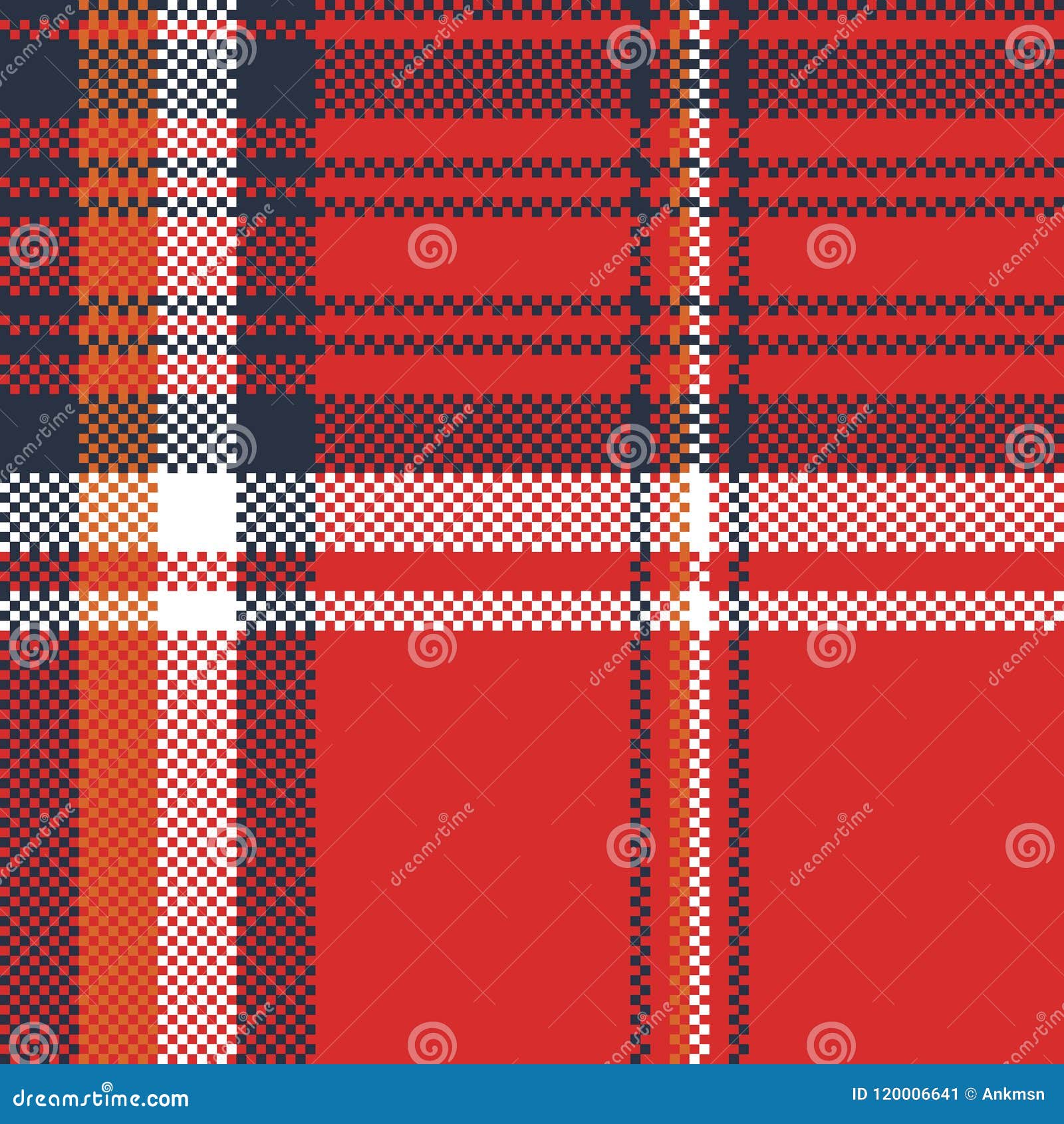 Red Plaid Fabric Texture Pixel Seamless Pattern Stock Vector ...