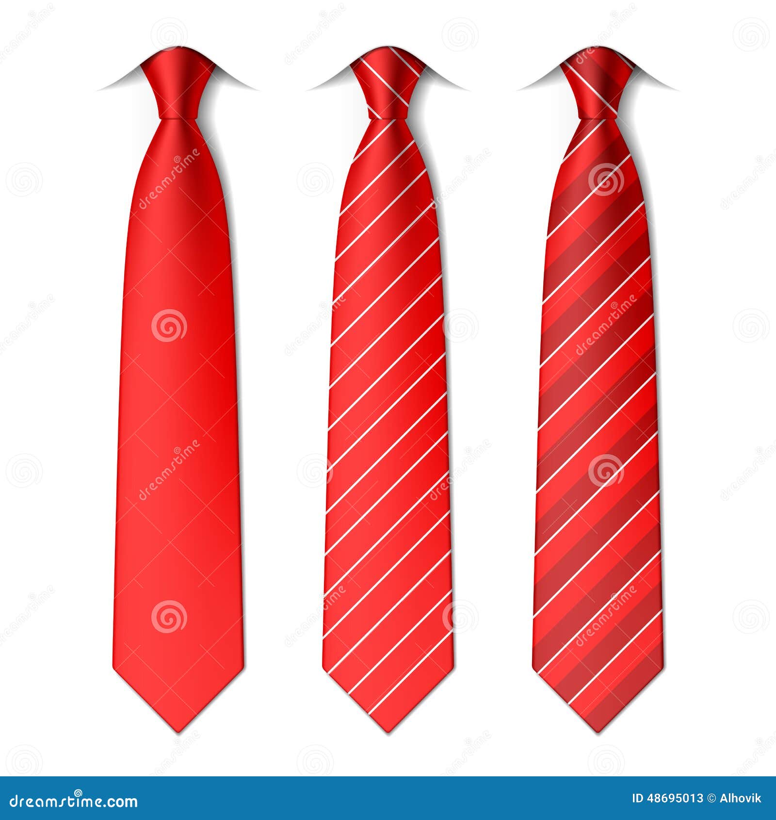 Red plain and striped ties stock vector. Illustration of necktie - 48695013