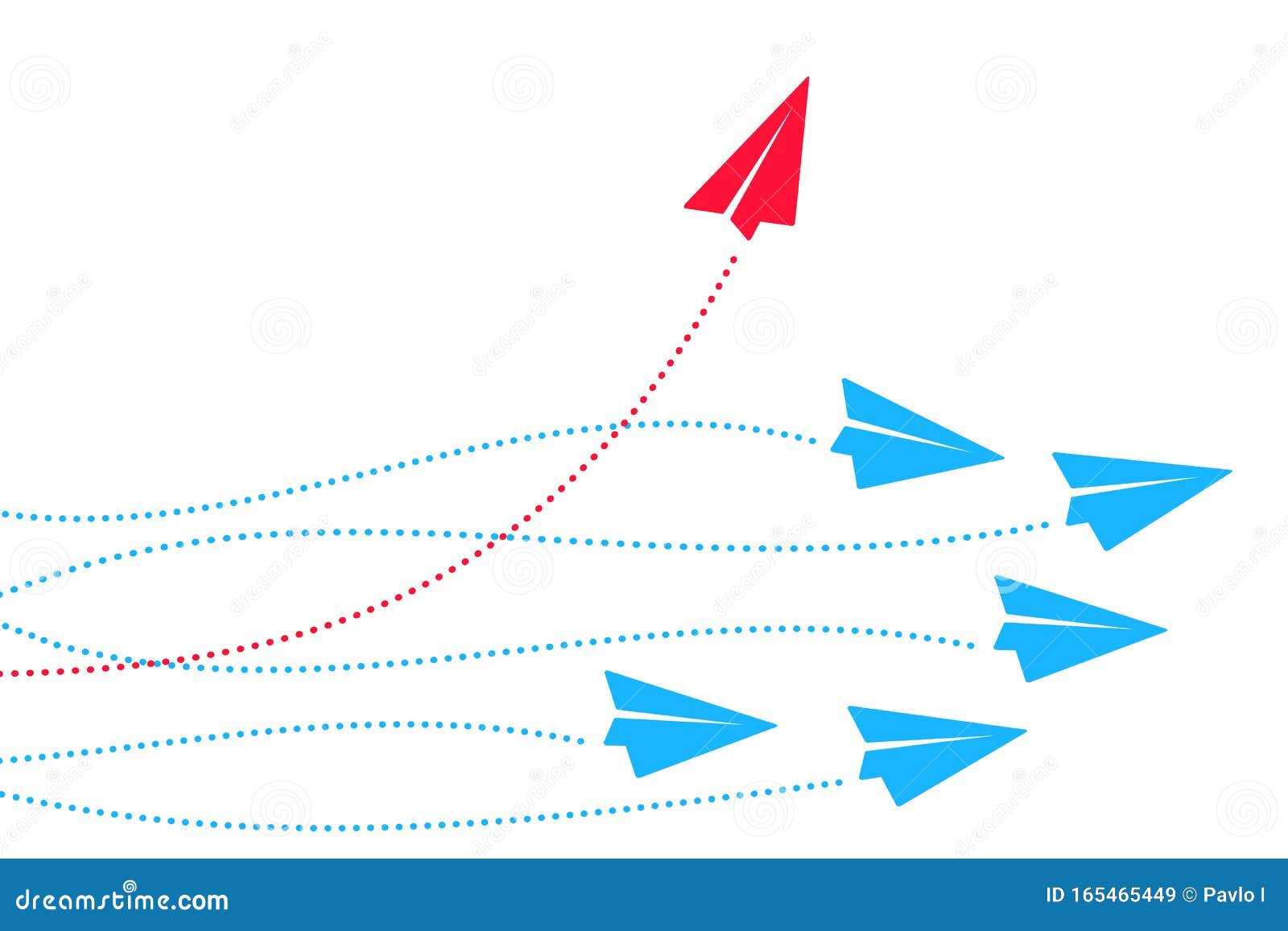 Red Plane Changes Direction. New Idea, Trend, Change, Courage ...
