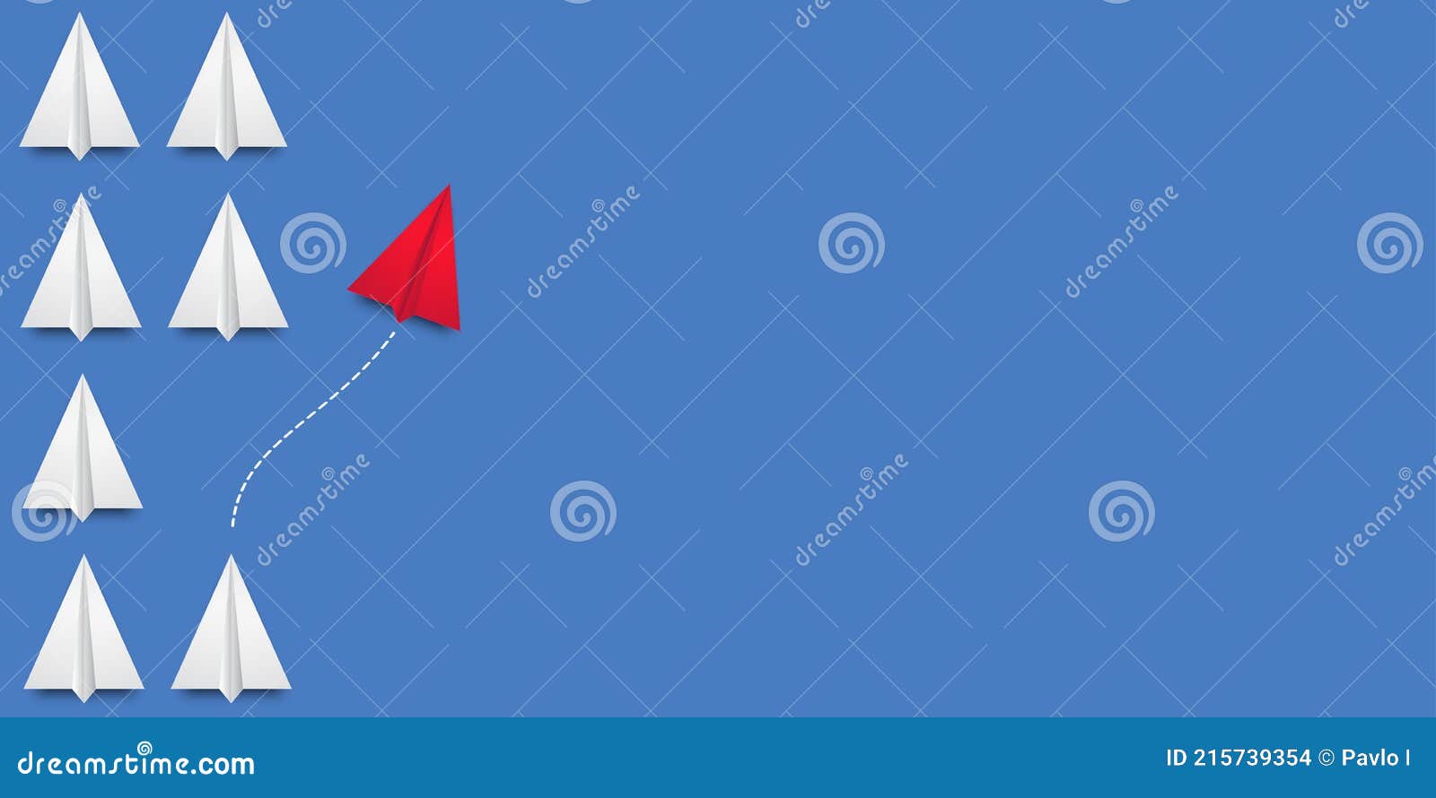 Red Plane Changes Direction. Paper Plane Leadership Concept Stock ...