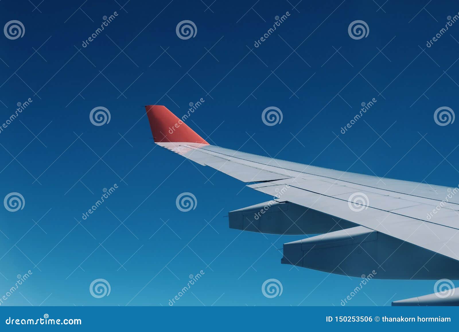 Red Plane Wings and Blue Skies Stock Photo - Image of aviation ...