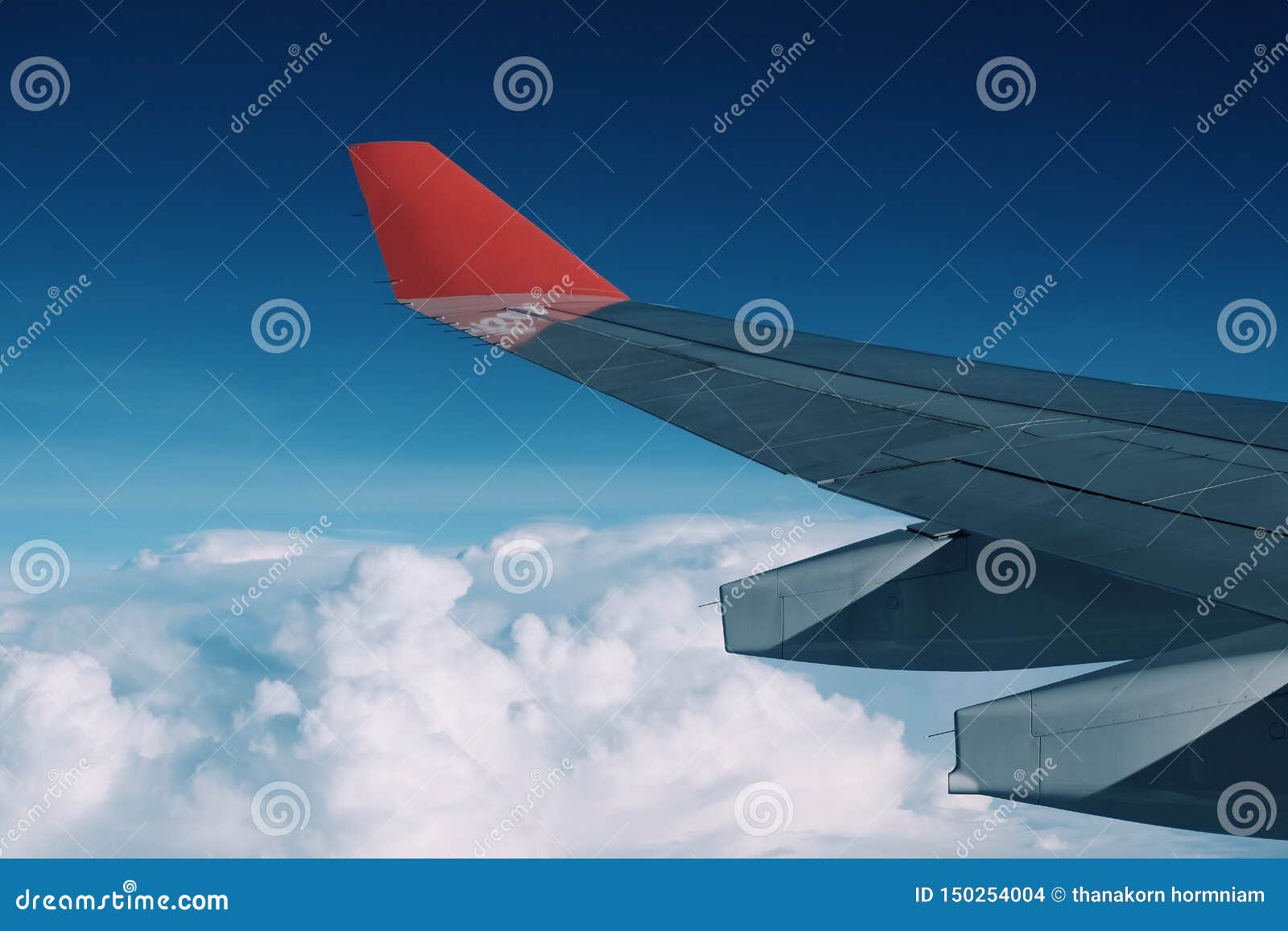Red Plane Wings and Blue Skies Stock Photo - Image of background, blue ...