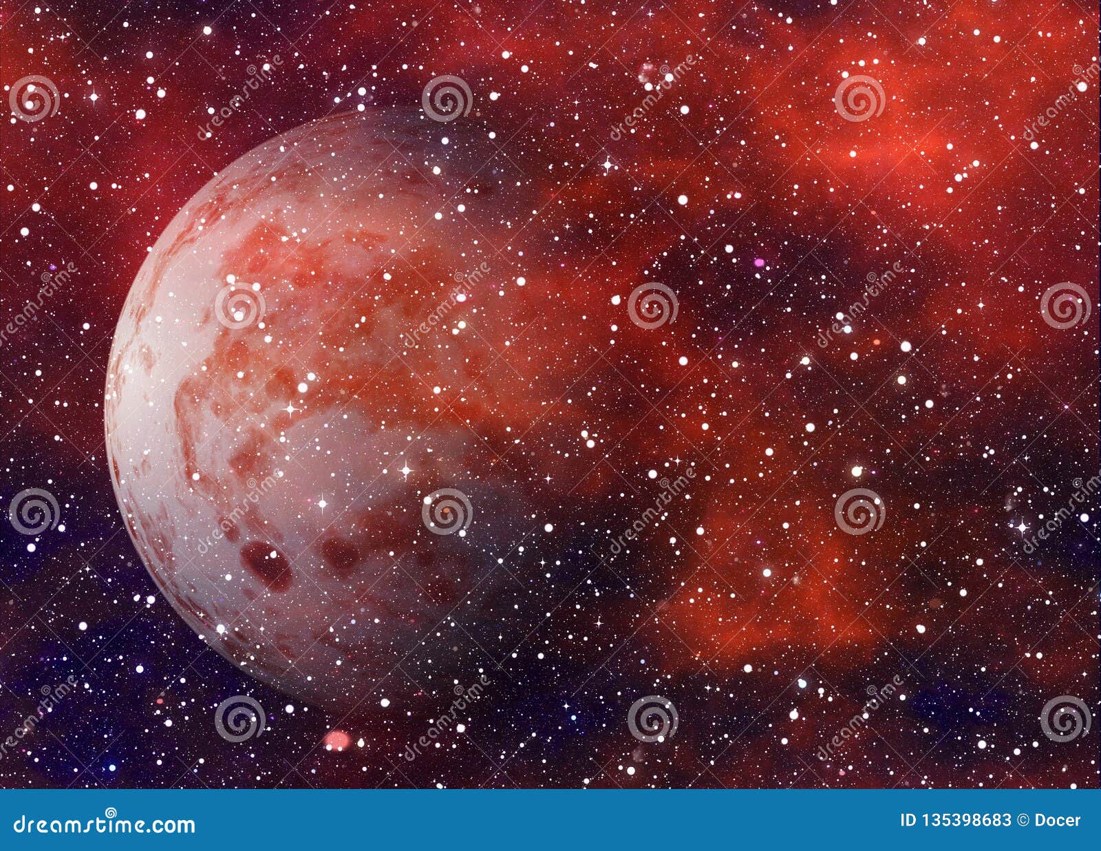 Red Planet on Cosmos Stars Backgrounds Stock Illustration ...