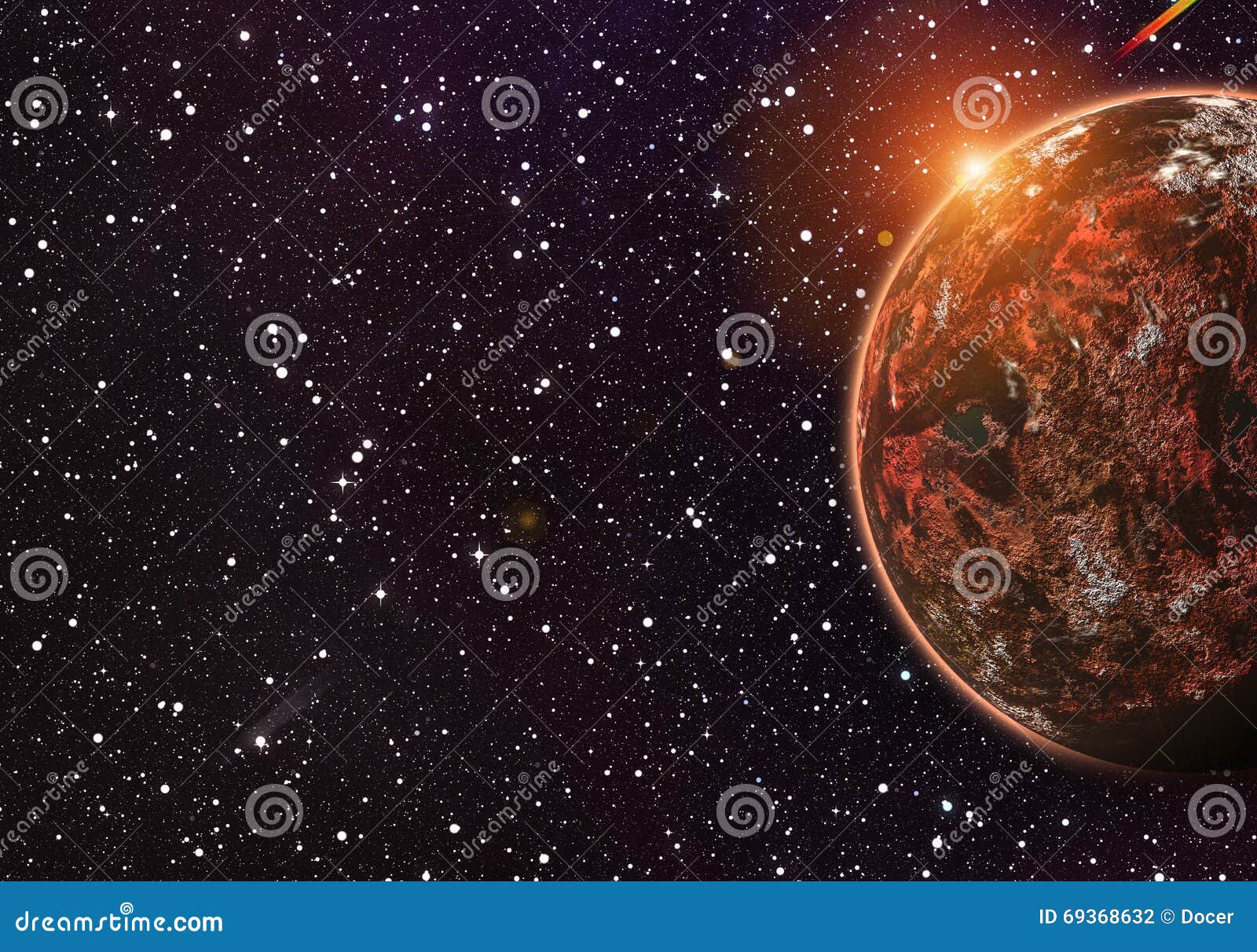 Red Planet on Cosmos Stars Backgrounds Stock Illustration ...