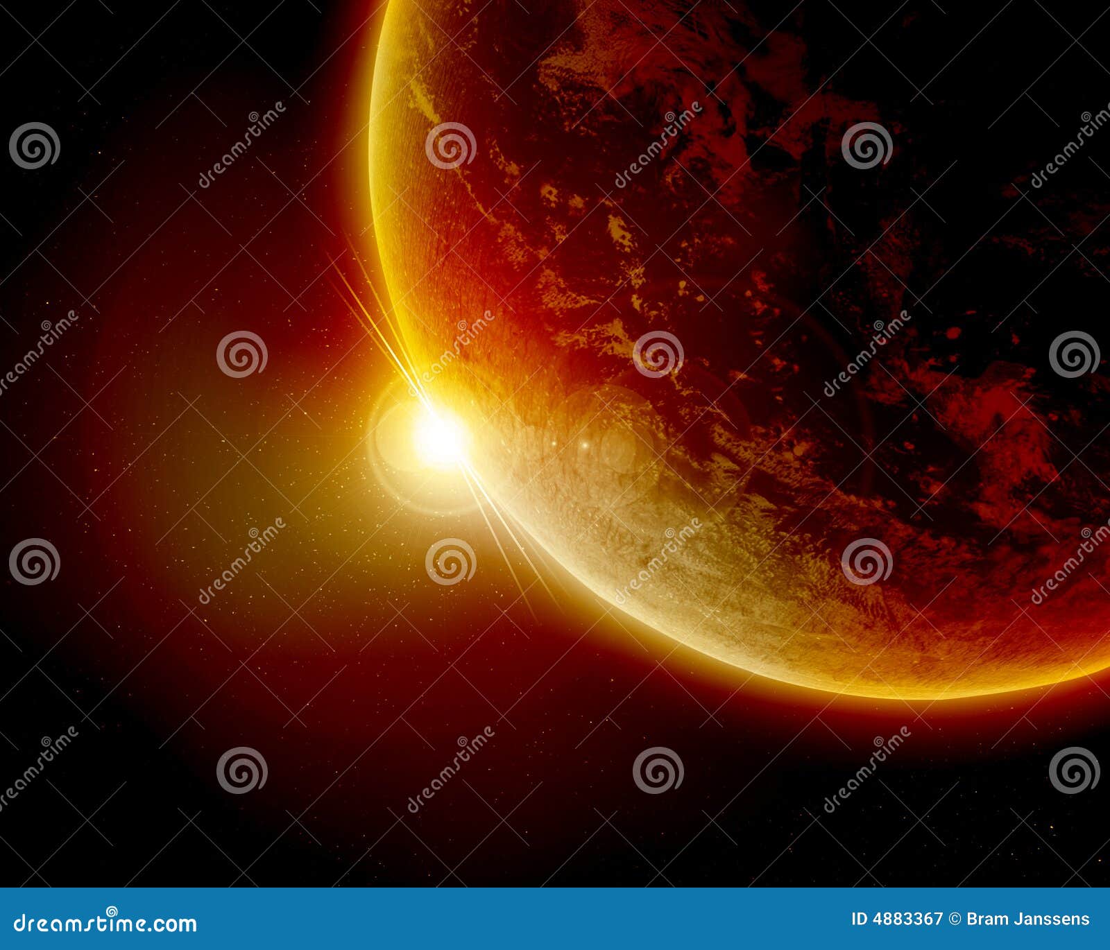 Red Planet Earth in Outer Space Stock Illustration - Illustration of ...