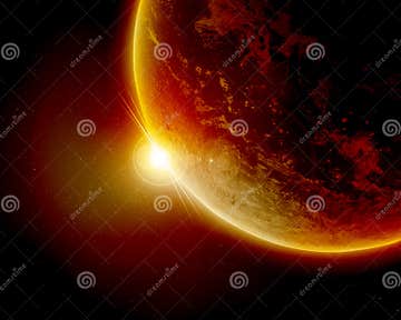 Red Planet Earth in Outer Space Stock Illustration - Illustration of ...