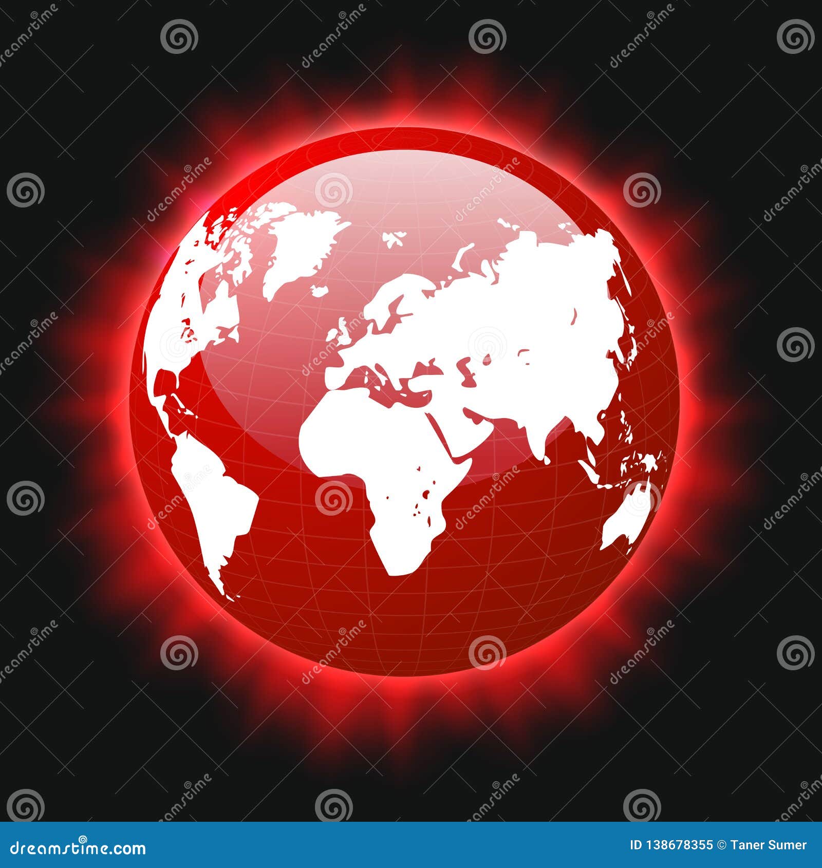 Red Planet Earth and World Map Colorful Light Beams, Vector, Eps Stock ...