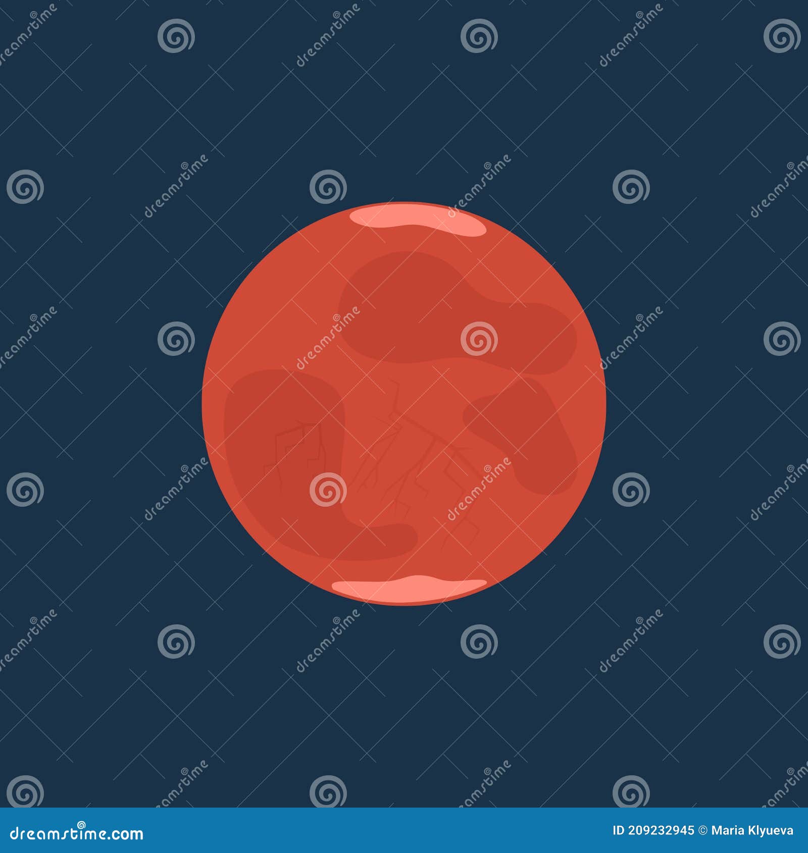Red Planet Mars, Flat Isolated 2d Vector Stock Vector - Illustration of ...