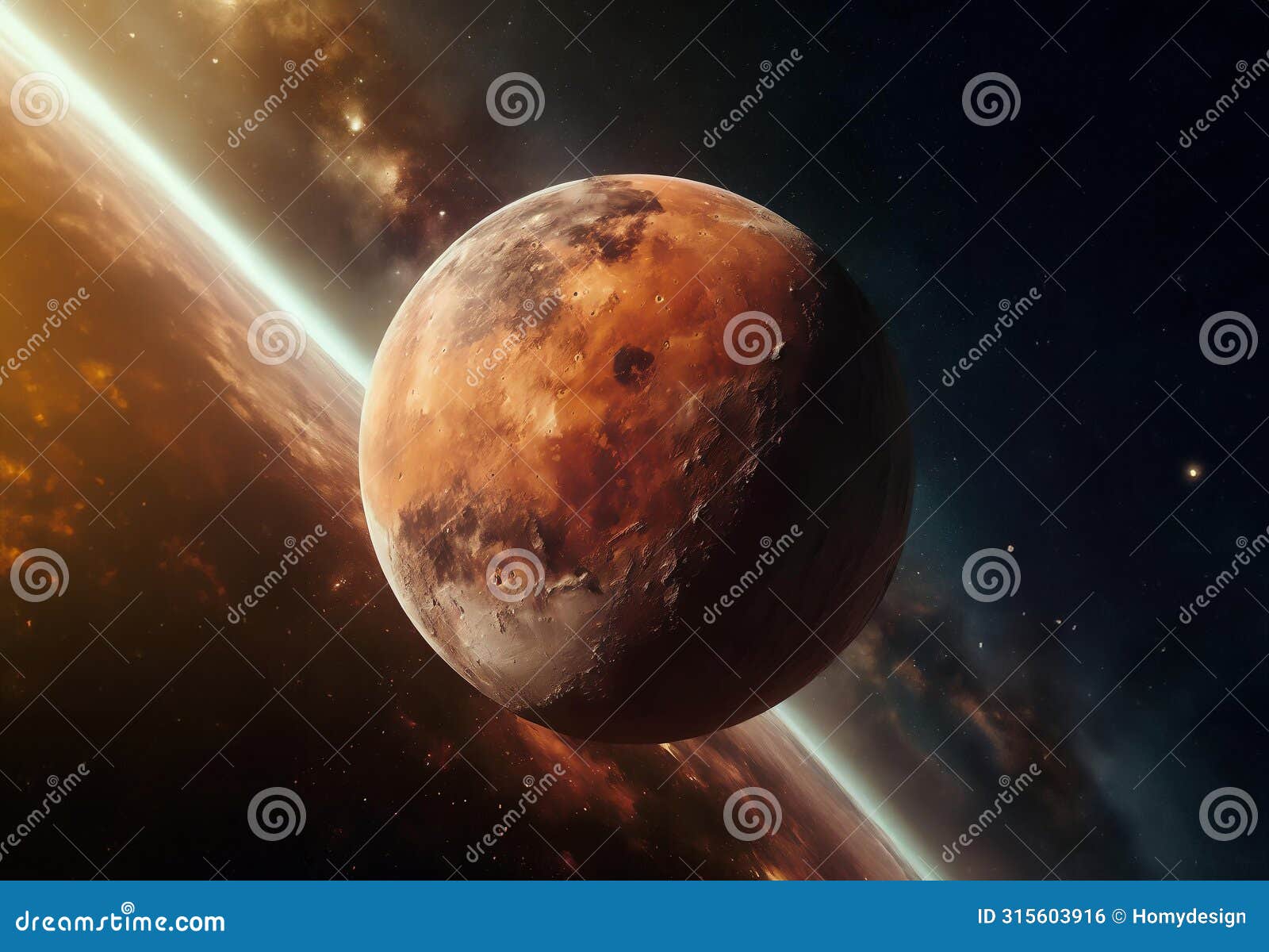 Red Planet Mars, with a Half-illuminated Surface Against a Backdrop of ...