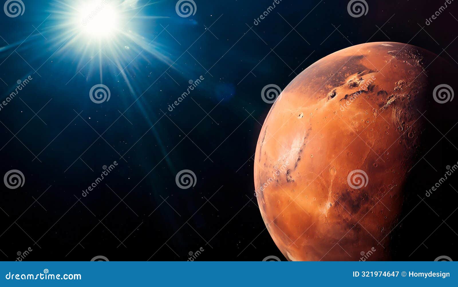 Red Planet Mars, with a Half-illuminated Surface Against a Backdrop of ...