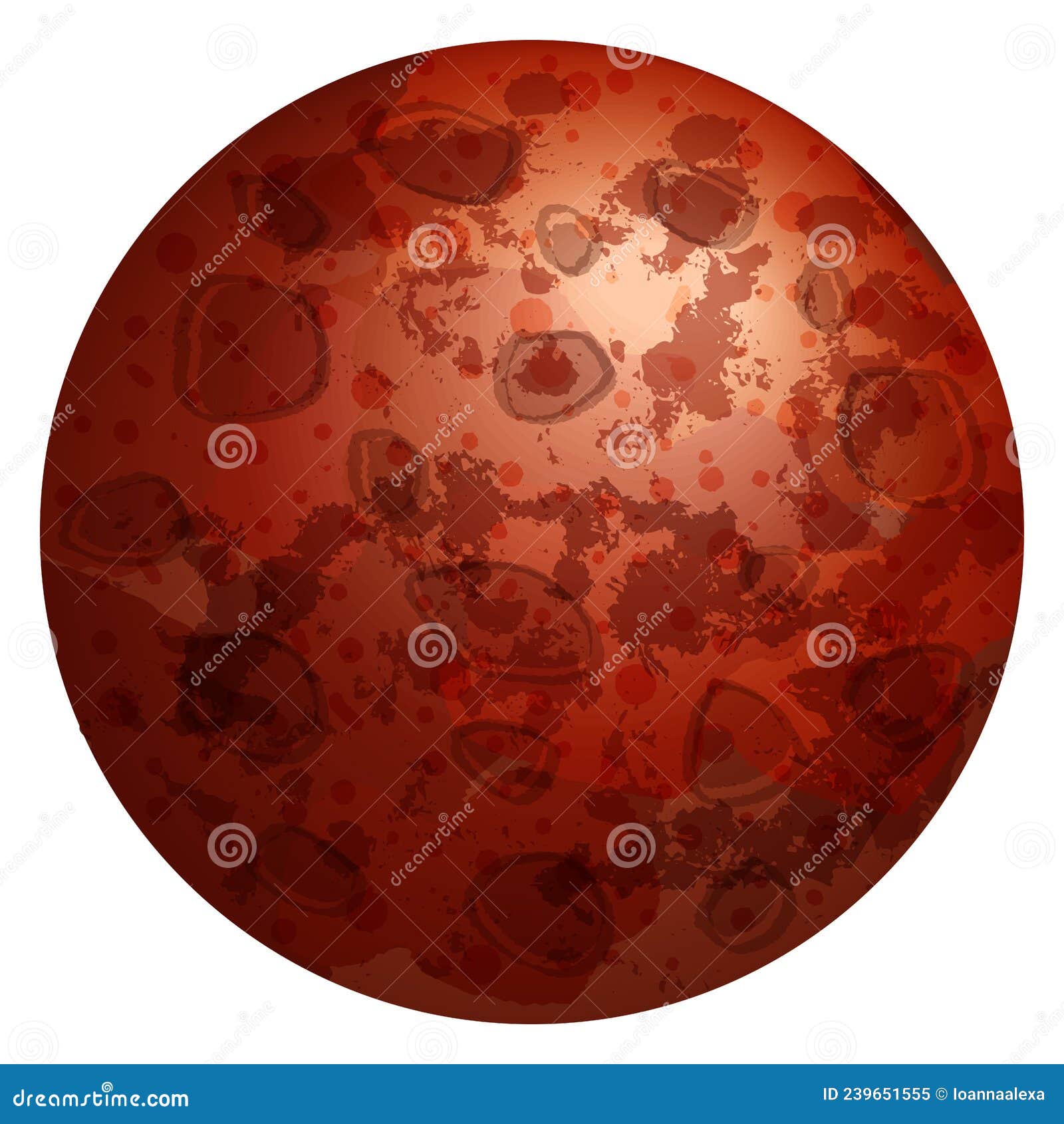 Red Planet Mars. Illustration of the Space Object in the Solar System ...