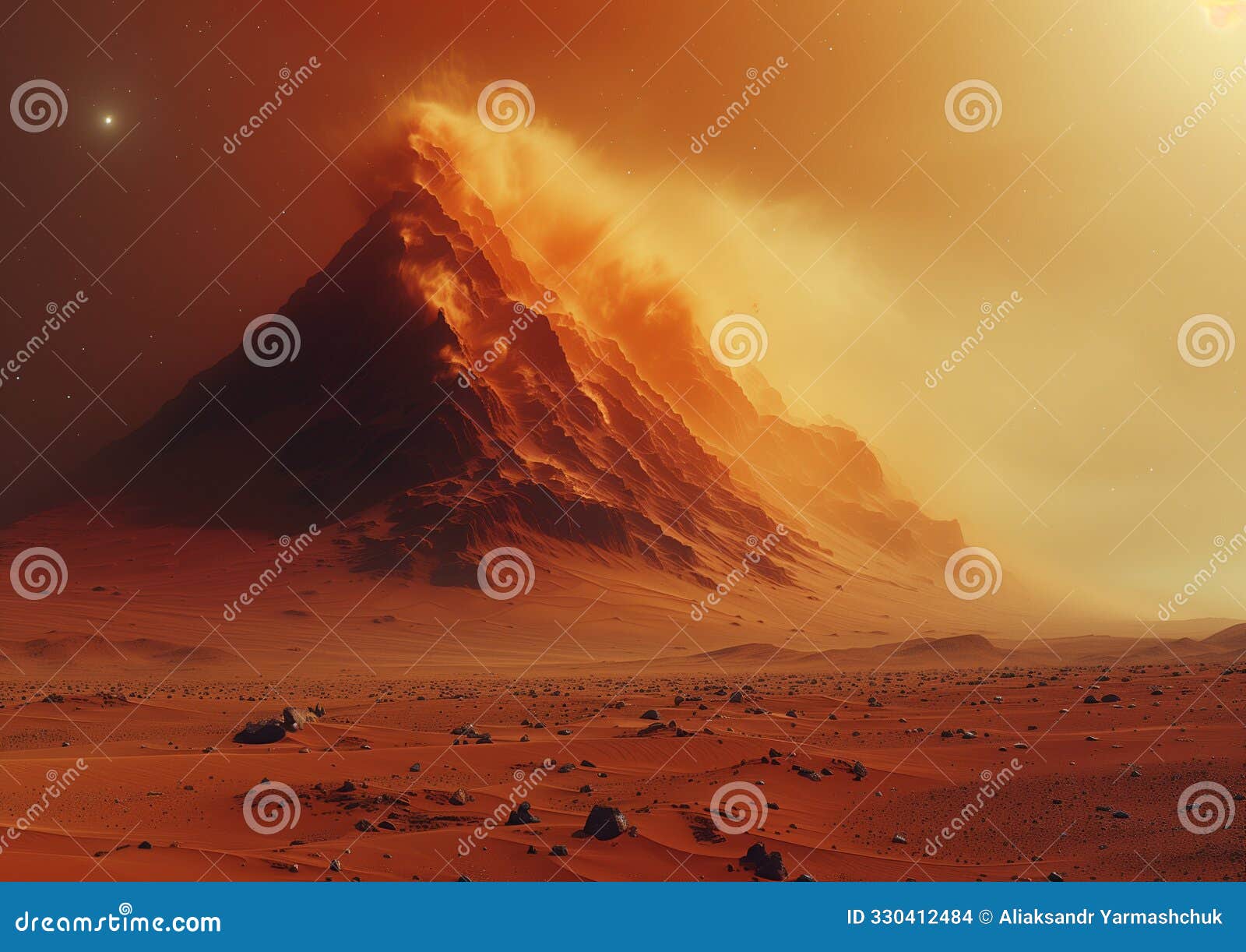 Red Planet Mars during a Powerful Dust Storm Stock Illustration ...