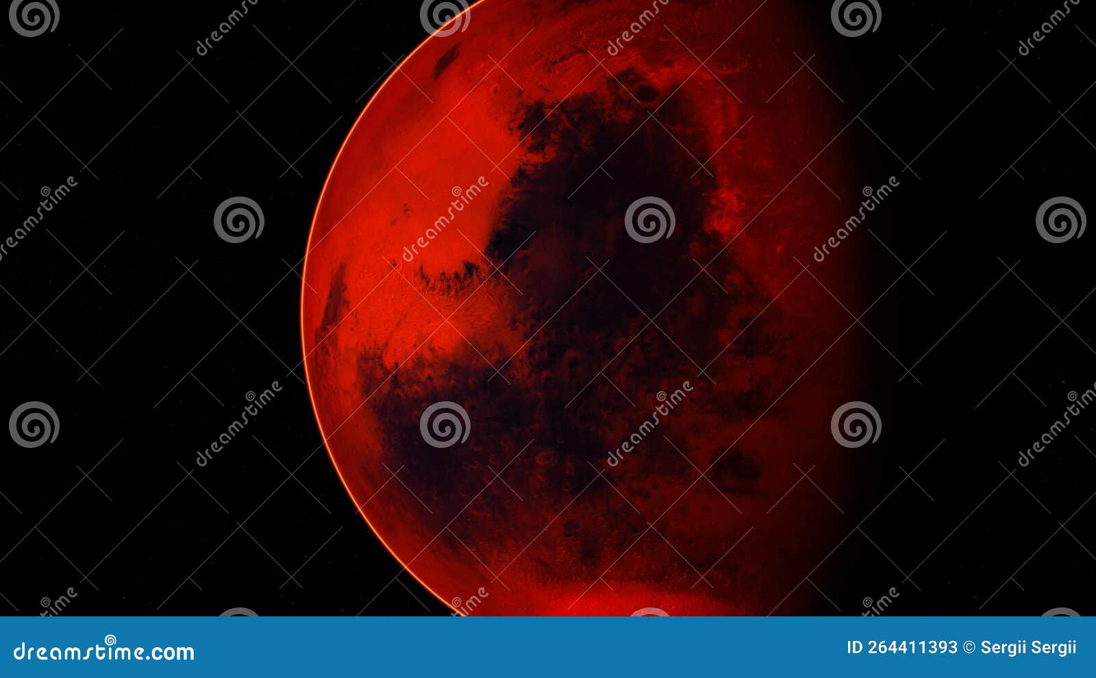 Red Planet Mars in the Starry Sky Stock Illustration - Illustration of ...