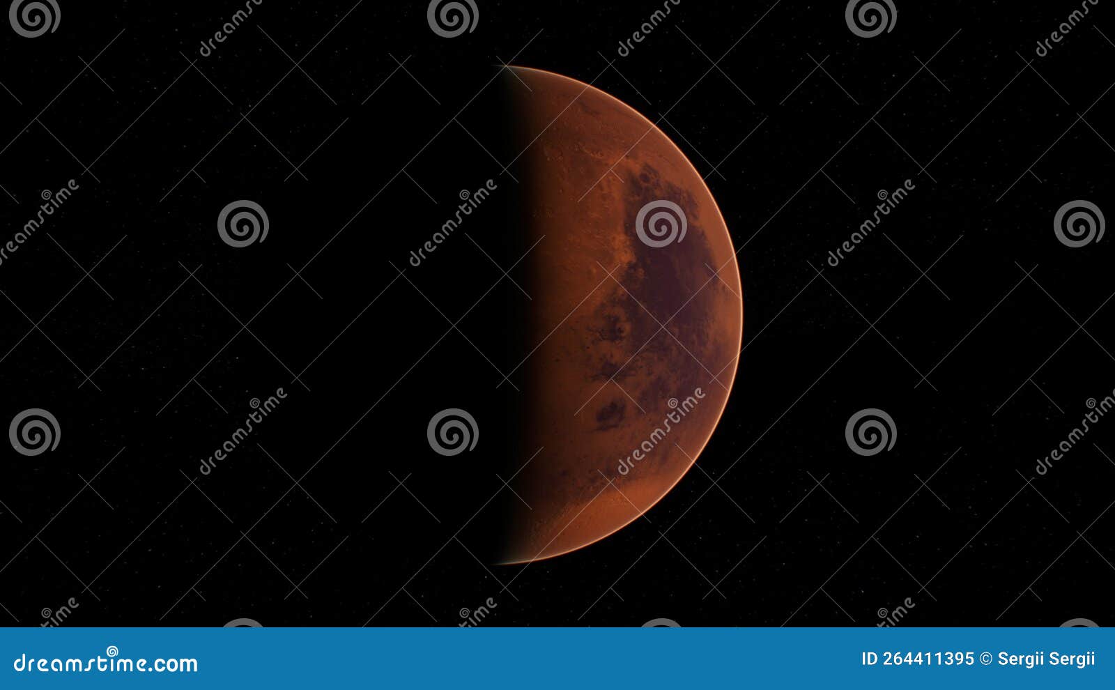 Red Planet Mars in the Starry Sky Stock Illustration - Illustration of ...