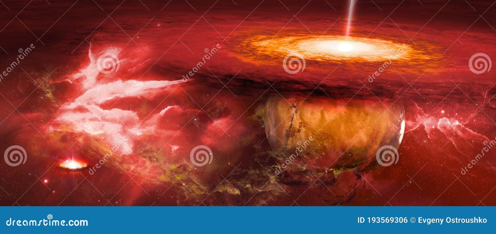 Red Planet in the Nebula that is Struck by Lightning Stock Illustration ...