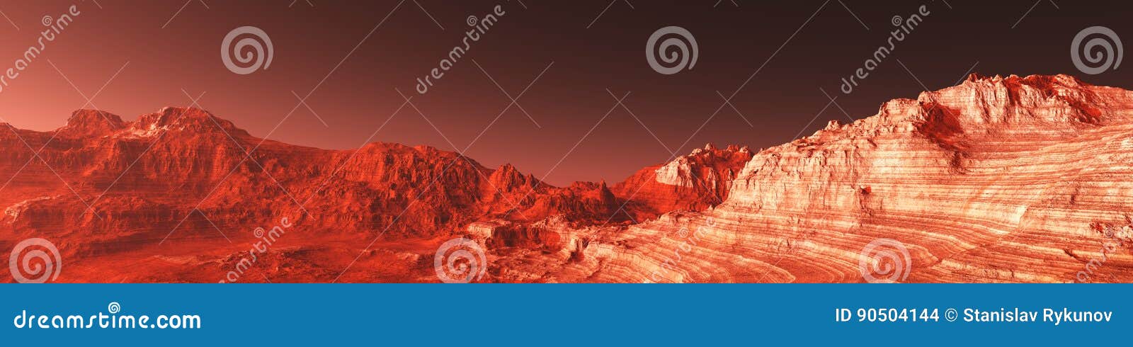 Red Planet, Panoramic Landscape of Mars Stock Illustration ...