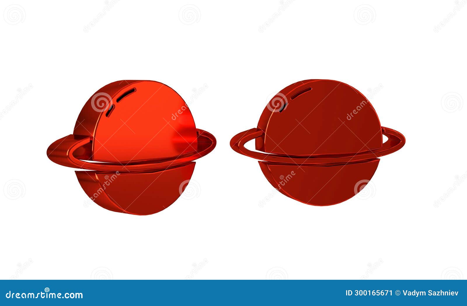 Red Planet Saturn with Planetary Ring System Icon Isolated on ...
