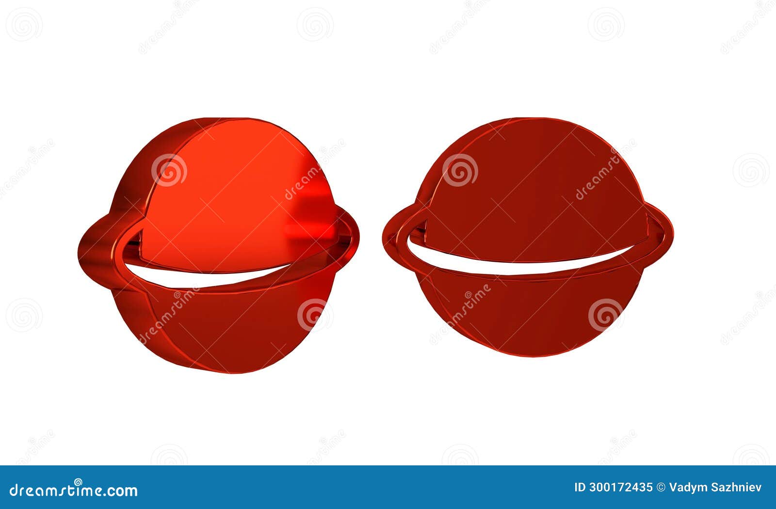 Red Planet Saturn with Planetary Ring System Icon Isolated on ...