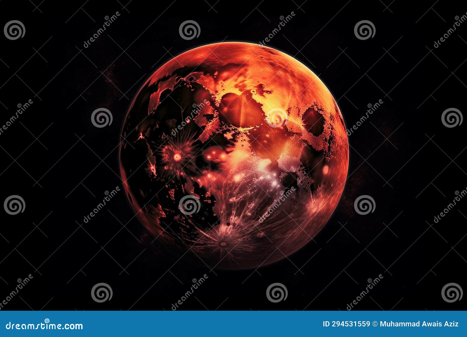 Red Planet in Space, 3d Rendering. Computer Digital Drawing Stock ...