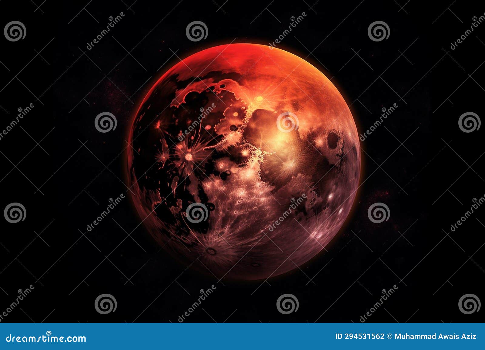 Red Planet in Space, 3d Rendering. Computer Digital Drawing Stock ...