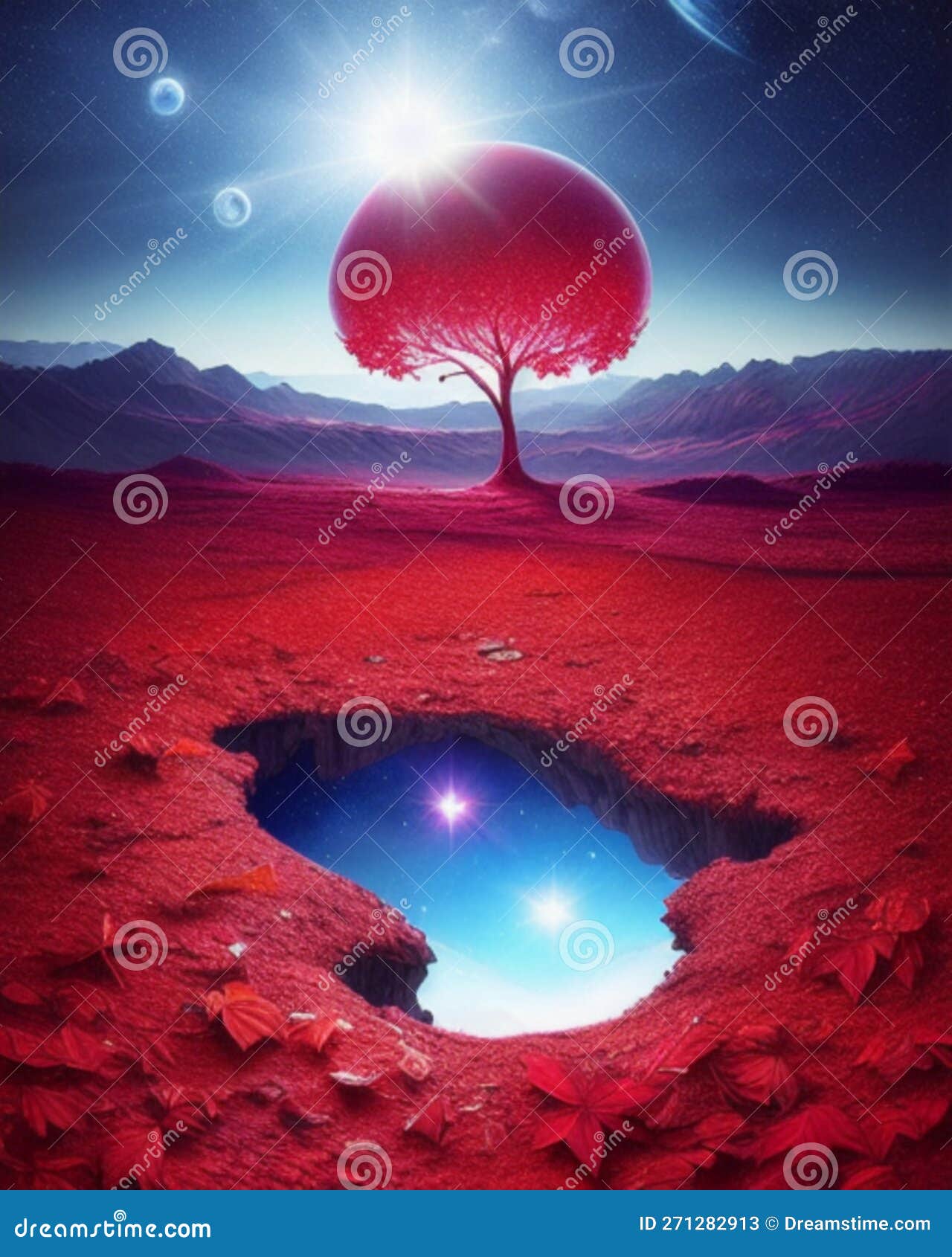 Red Planet with red trees stock illustration. Illustration of ...