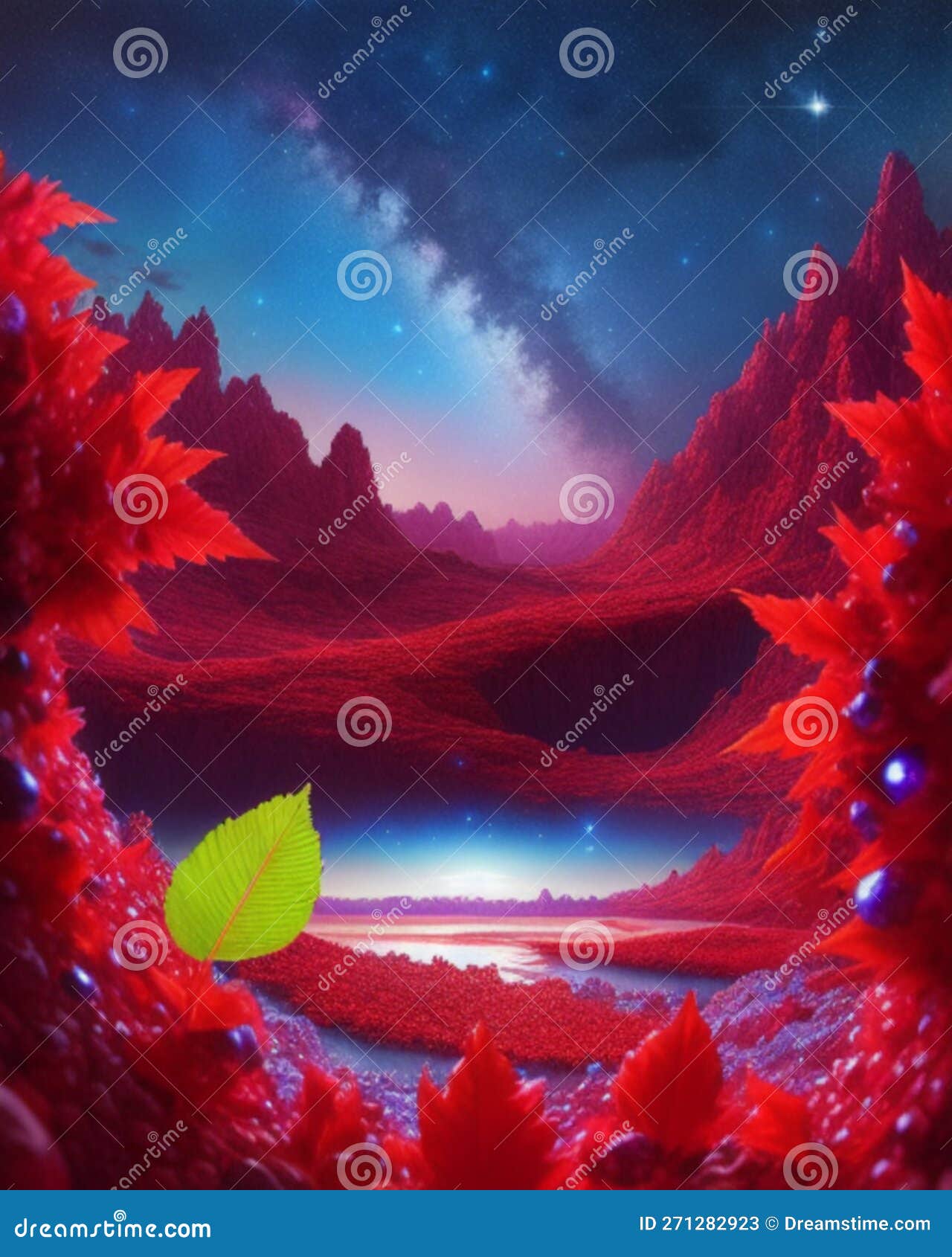 Red Planet with red trees stock illustration. Illustration of flower ...