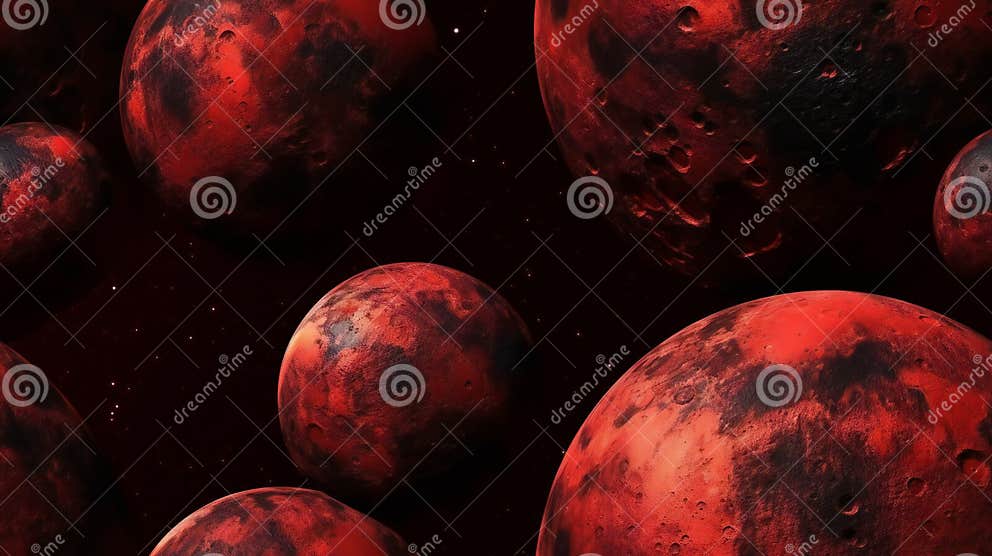 Red Planets in Outer Space, Illustration of Planets in Space Stock ...