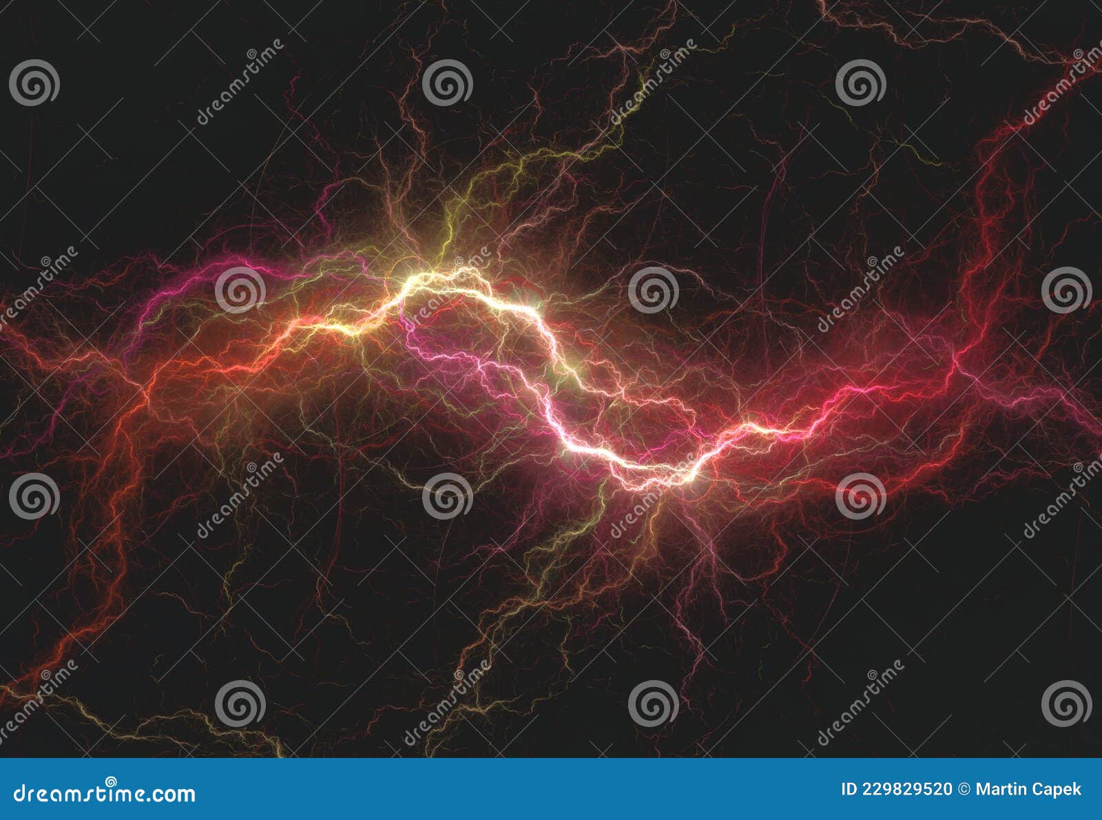 Red Plasma Lightning, Energy and Electricity Stock Illustration ...
