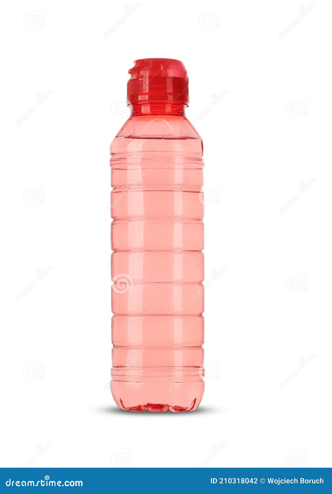 Red Plastic Bottle with Liquid Stock Photo - Image of food, packaging ...