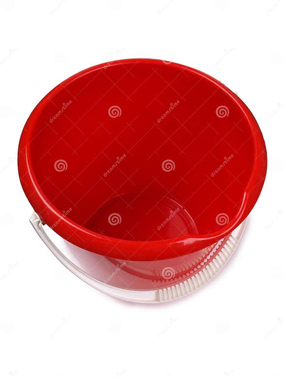 Red plastic bucket one stock image. Image of houswork - 91315687