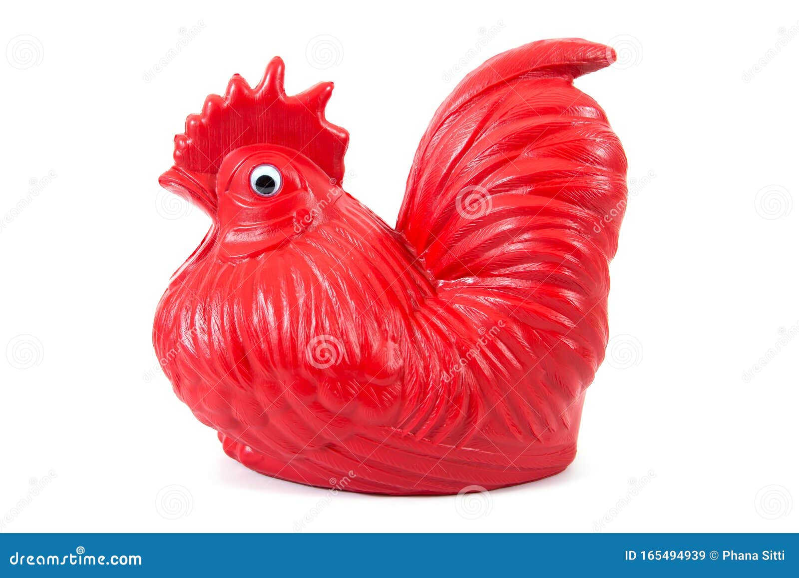 Red Plastic Chicken Isolated on White Background Stock Image - Image of ...