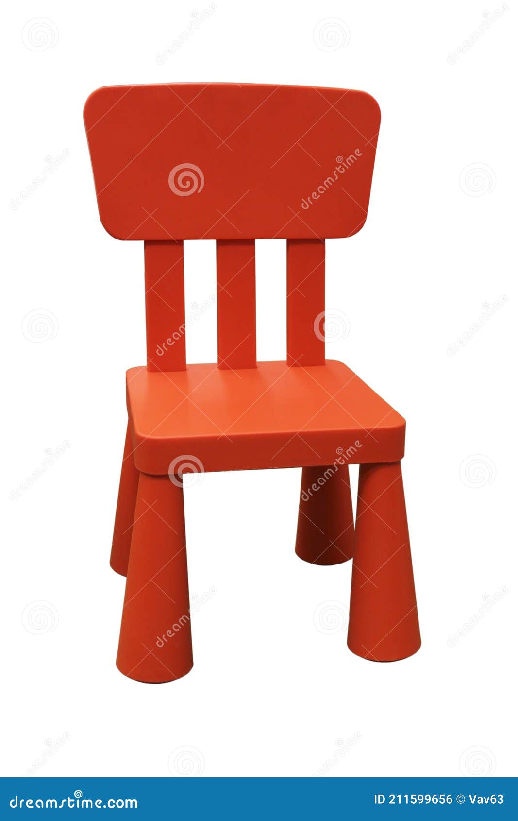 Red plastic children chair stock photo. Image of home - 211599656