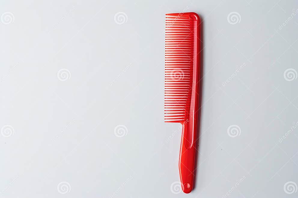 A Red Plastic Comb Isolated on a White Background Stock Image - Image ...