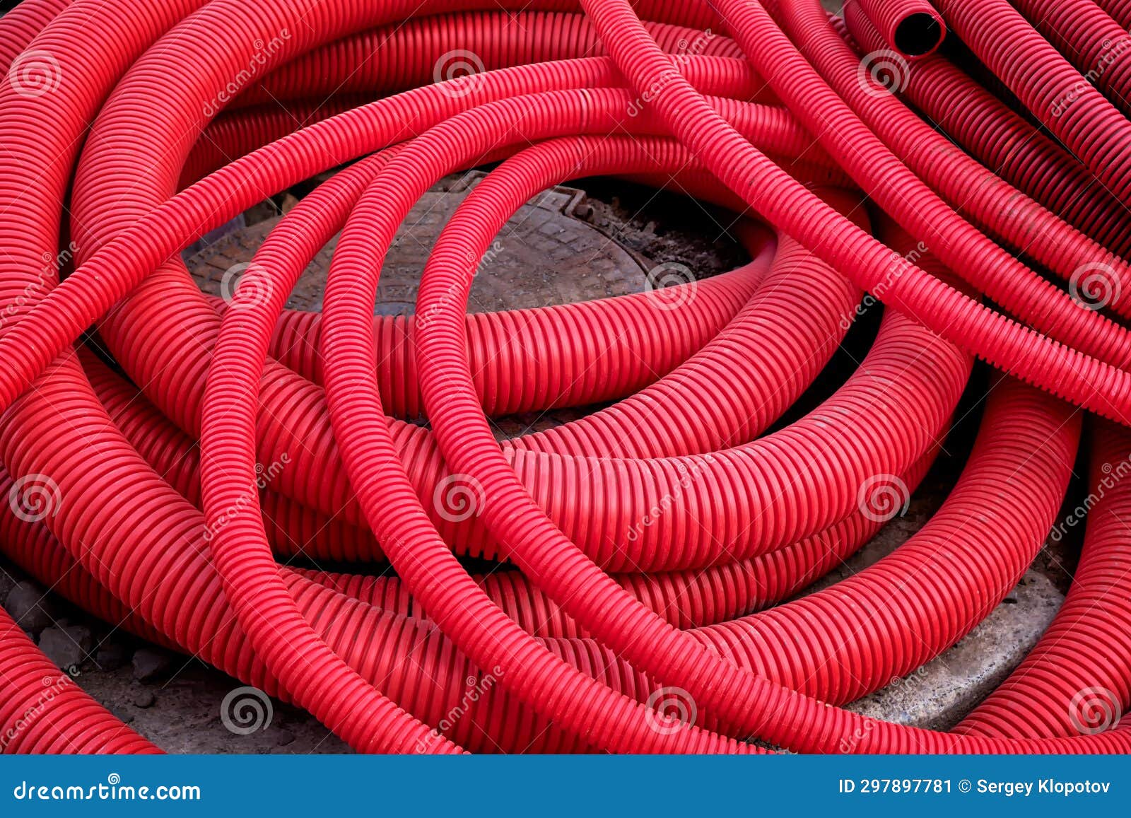 Red Plastic Corrugated Pipe for Installation of Communications and ...