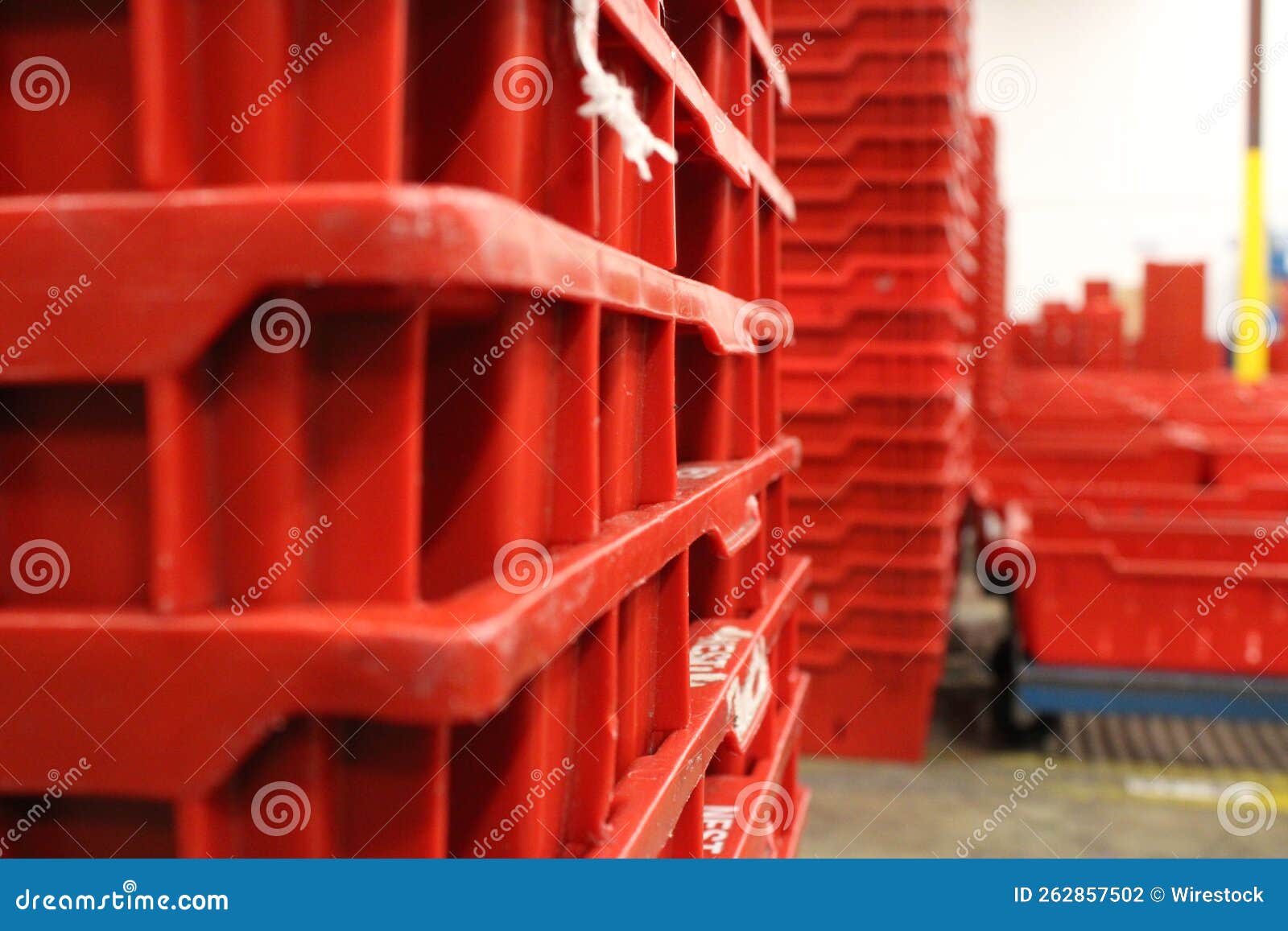 Red Plastic Crate Inside the Factory Stock Photo - Image of business ...