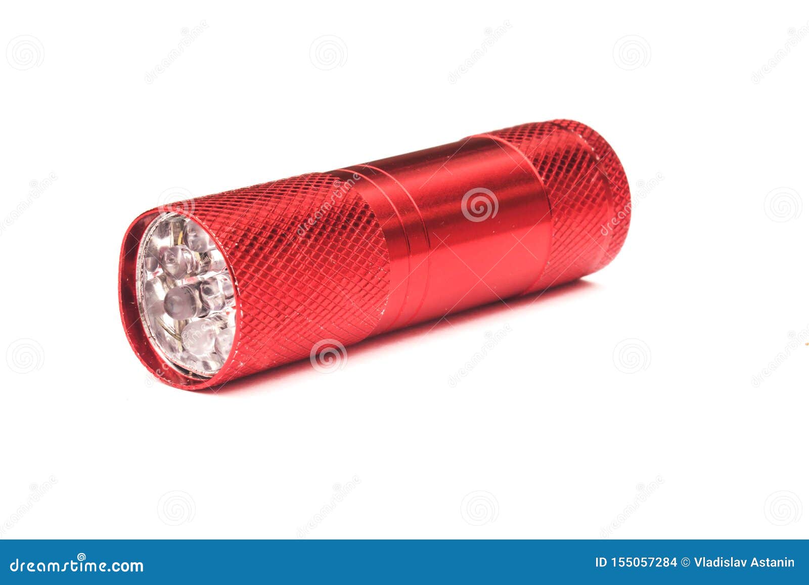Red Plastic Flashlight Isolated on White Background Stock Photo - Image ...