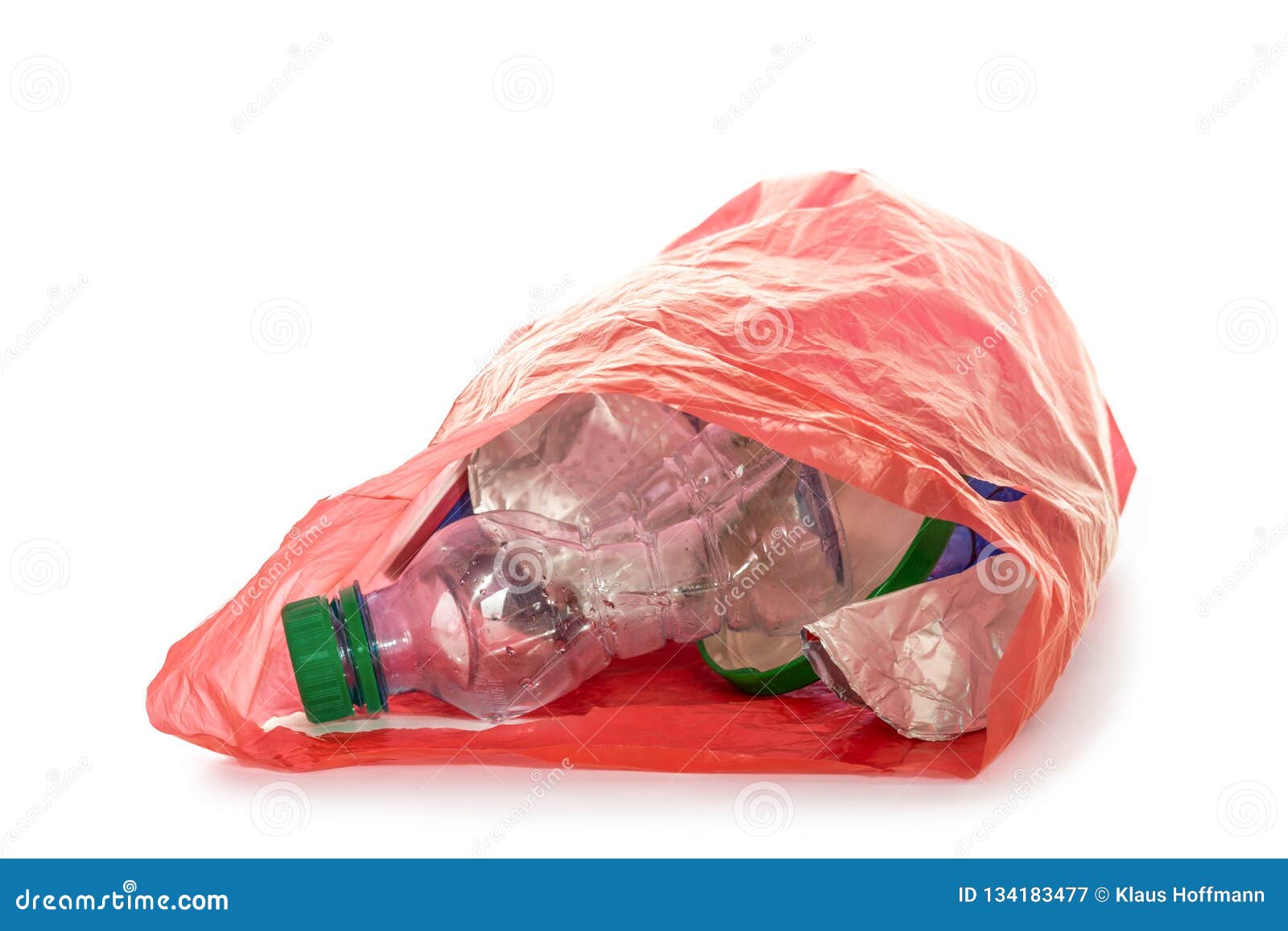 Red Plastic Garbage Bag on White Background Stock Image - Image of blue ...