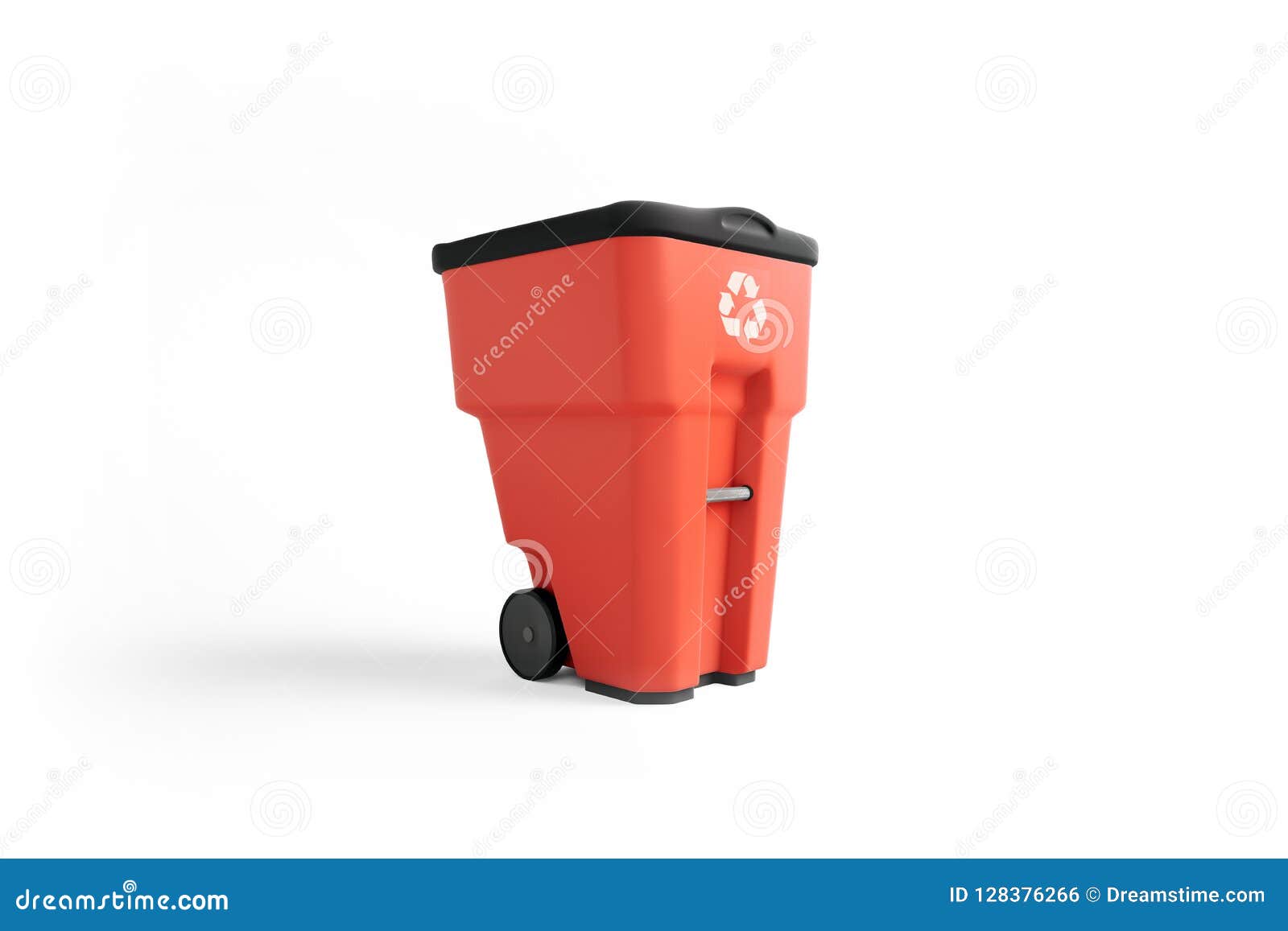 Red Plastic Garbage Bin with Recycling Logo Stock Illustration ...