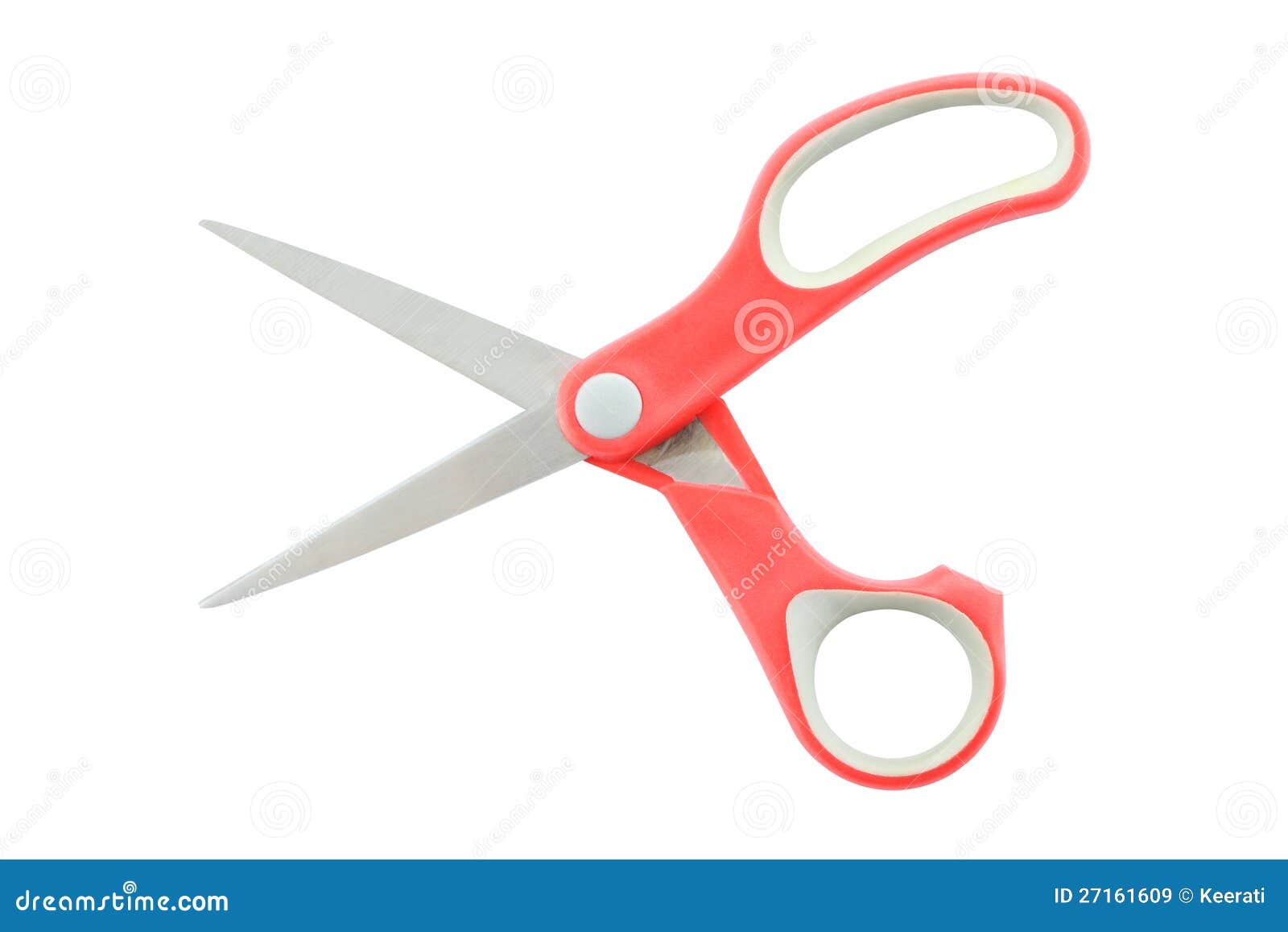 Red Plastic Handle Opened Scissors Stock Image - Image of equipment ...
