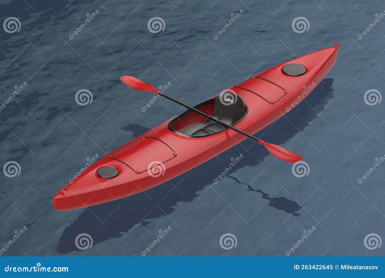 Red plastic kayak on water stock illustration. Illustration of kayak ...