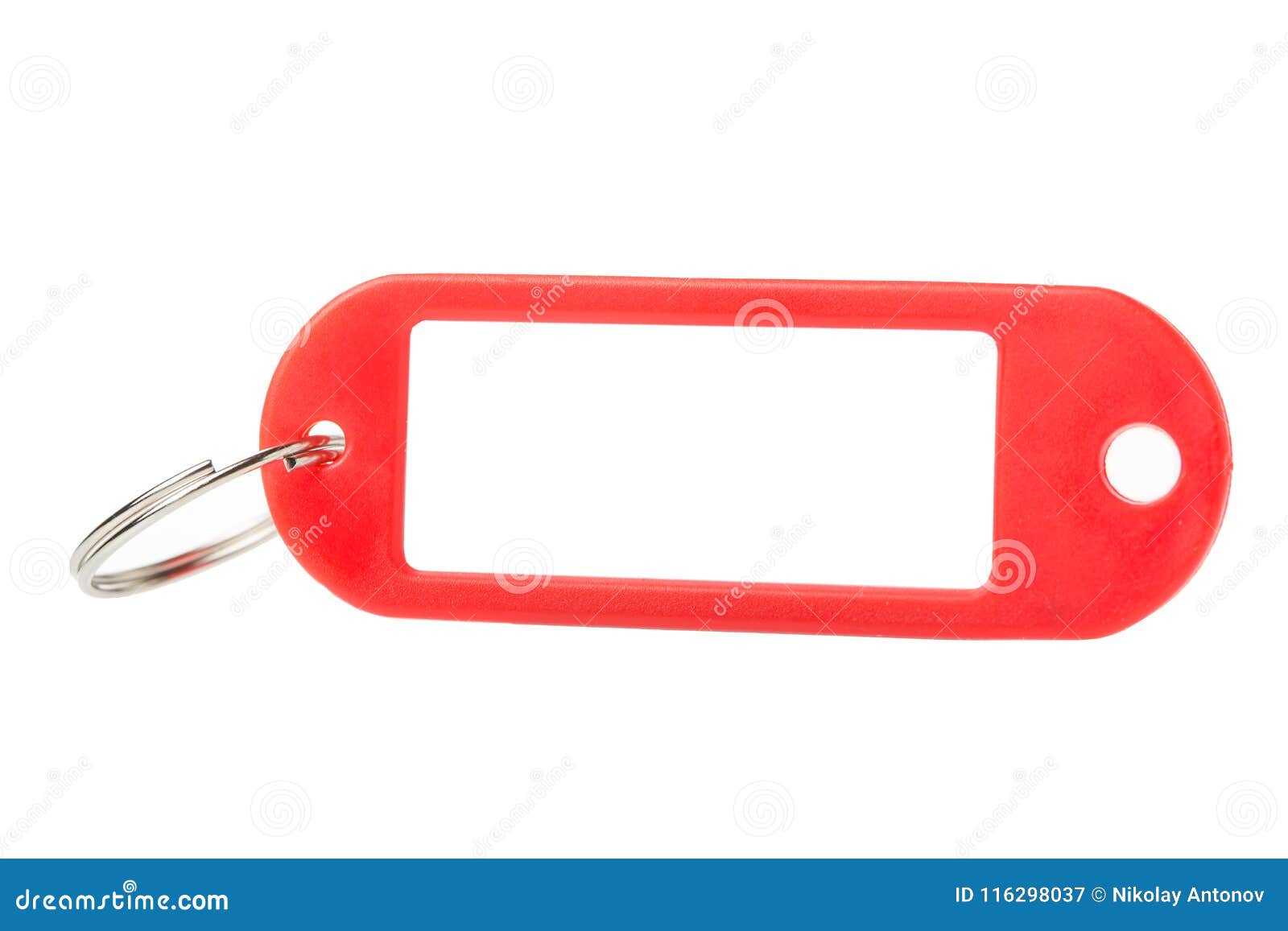 Red Plastic Key Tag or Label Close Up Isolated on White Background ...