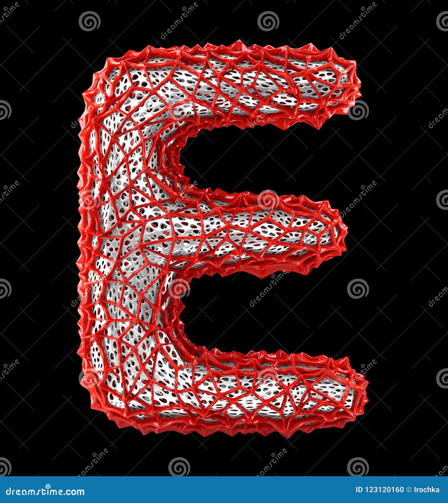Red Plastic Letter E with Abstract Holes. 3d Stock Illustration ...