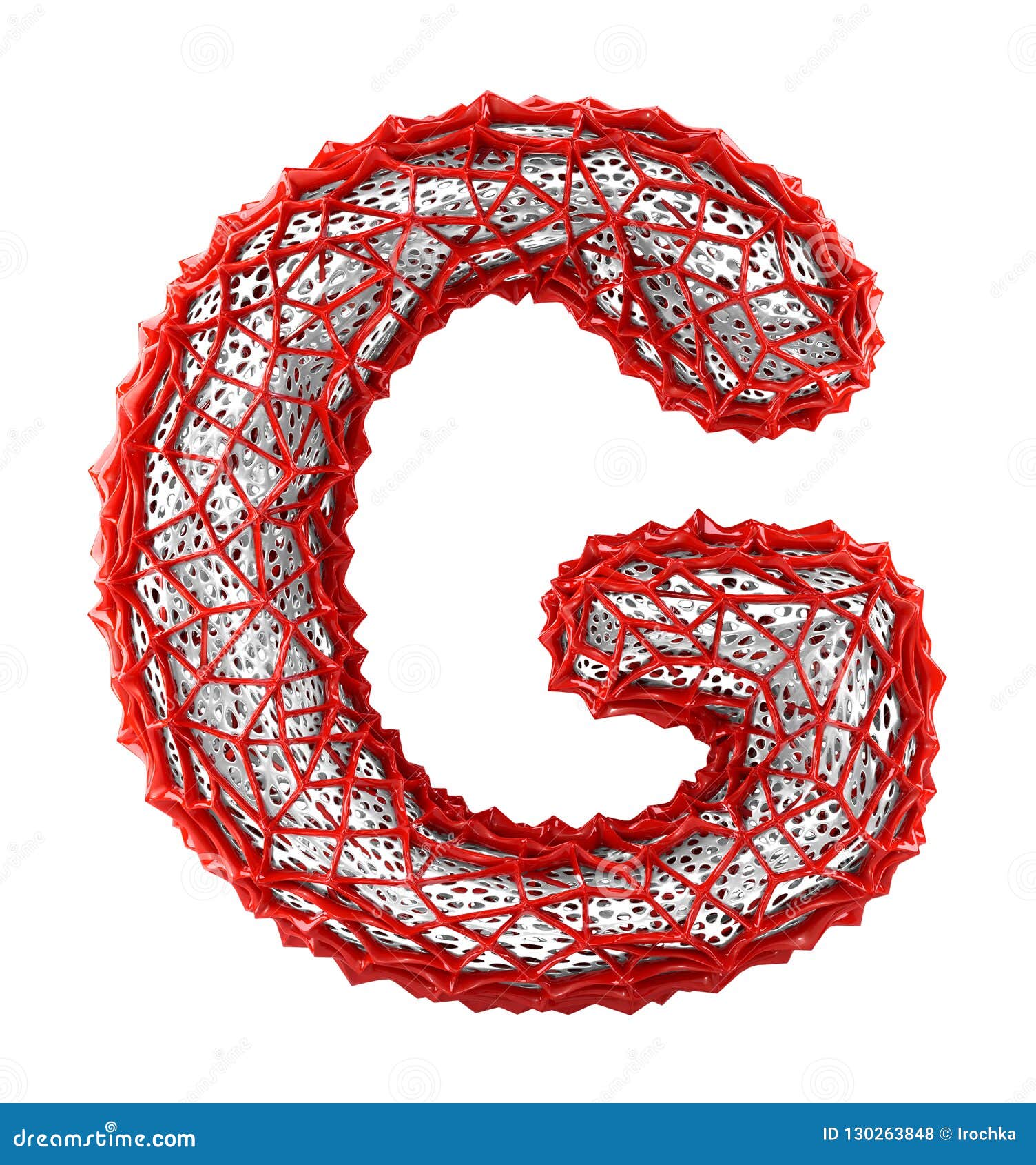 Red Plastic Letter G with Abstract Holes. 3d Stock Illustration ...