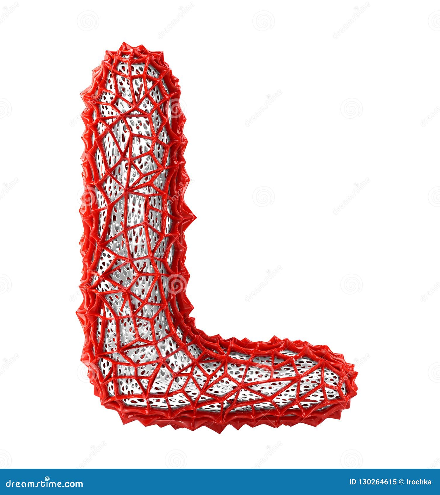 Red Plastic Letter L with Abstract Holes. 3d Stock Illustration ...