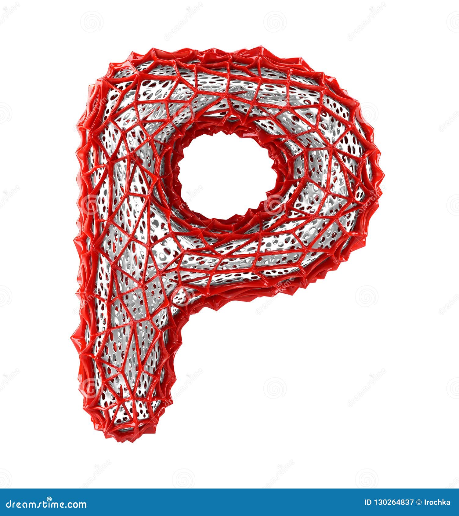 Red Plastic Letter P with Abstract Holes. 3d Stock Illustration ...