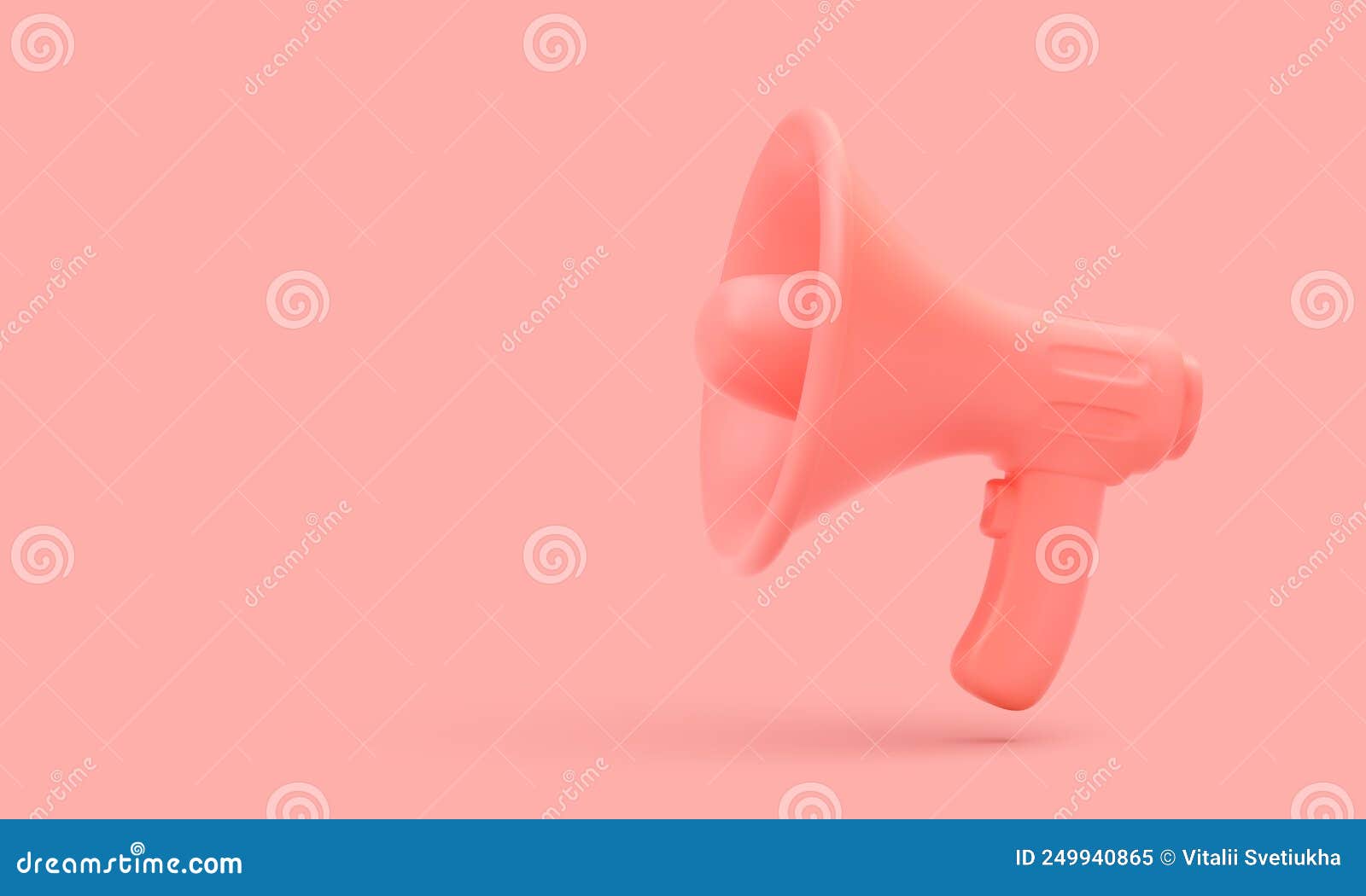 Red Plastic Megaphone with Shadow on Colour Background. Vector ...
