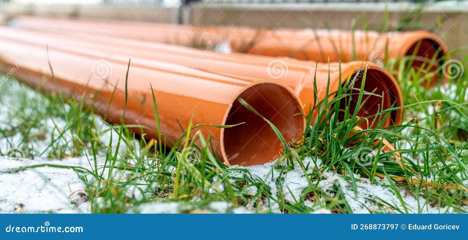 Red Plastic Pipe for Waste Water in the Construction Site Stock Image ...