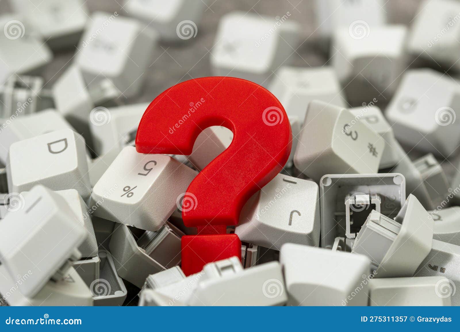 Red Plastic Question Mark in the Pile of Computer Keyboard Keys Stock ...
