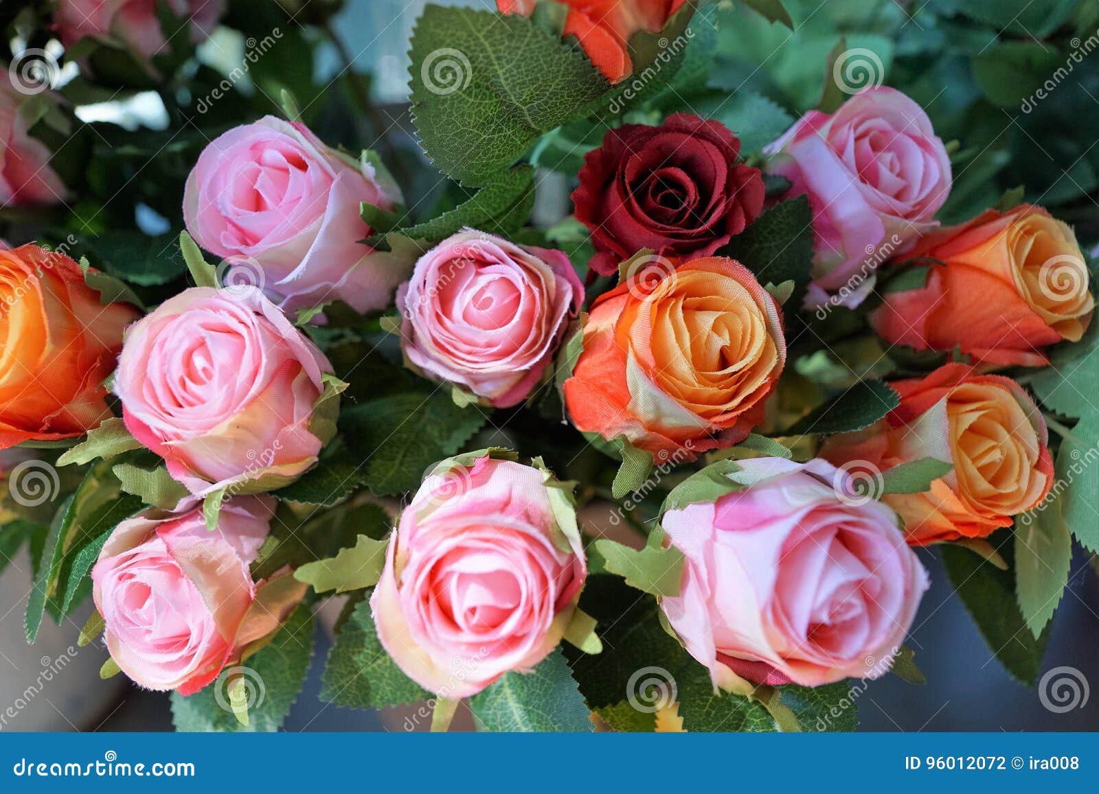 Red Plastic Roses at a Shop Stock Photo - Image of essence, food: 96012072