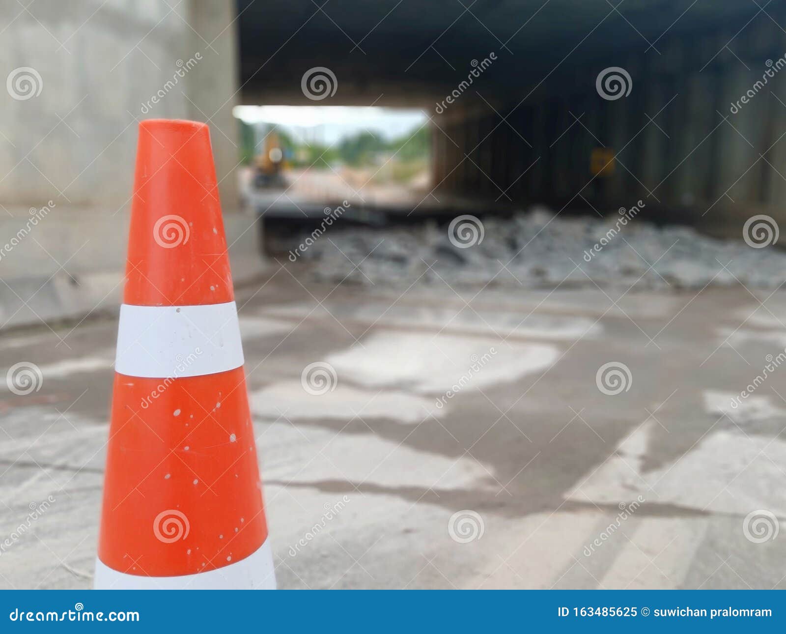 Red Plastic Rubber Cones Placed To Prevent Danger Stock Image - Image ...